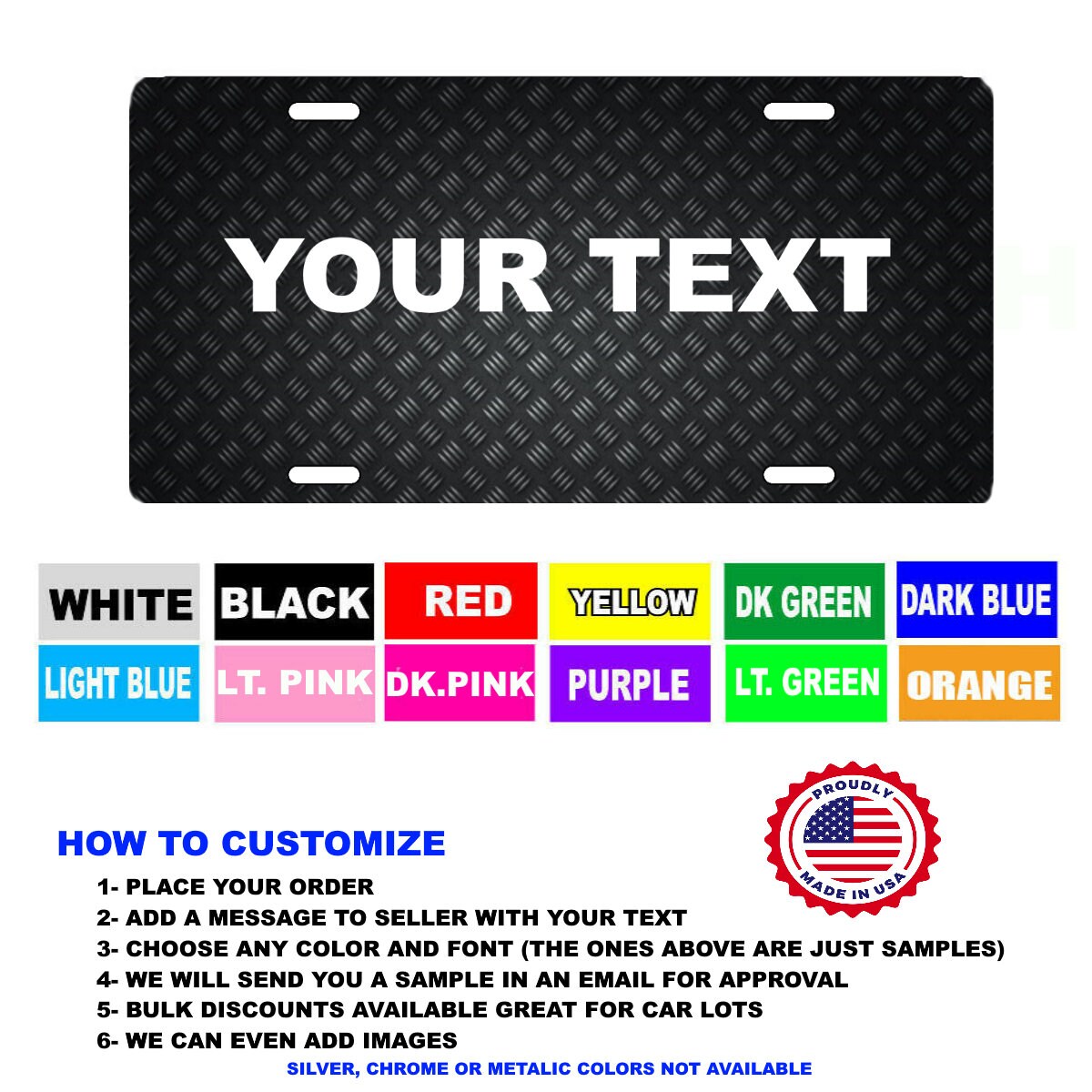 PERSONALIZED Custom License Plate Add Your Text Black Fiber Carbon Look ...