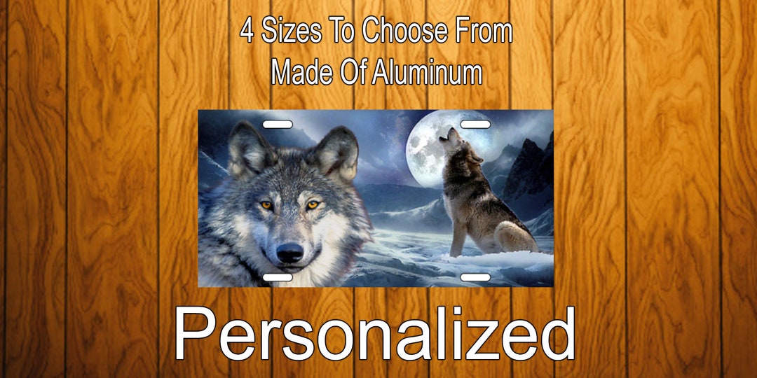 Personalized WOLF AND MOON License Plate, Wolf Howling License Plate ...