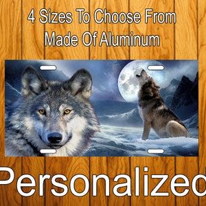 Personalized WOLF AND MOON License Plate, Wolf Howling License Plate ...