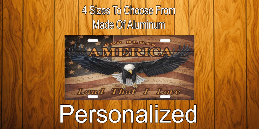 Personalized Bald Eagle License Plate, God Bless America, Aluminum - Etsy