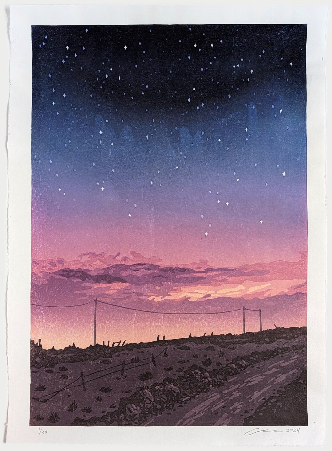 Woodblock Print- "dark Forest", Original Moku Hanga Limited Edition ...