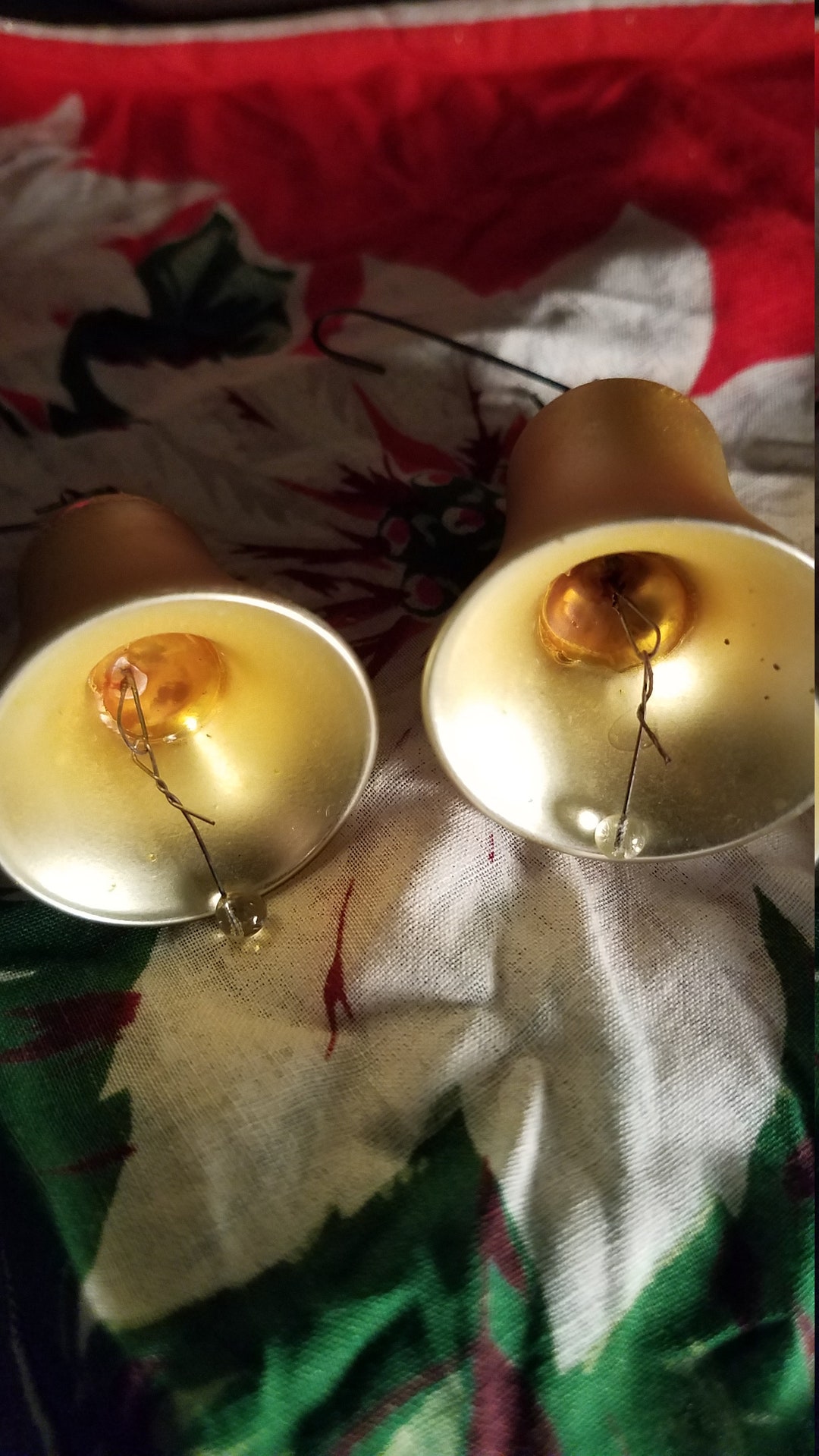Gold Bell Ornaments, Tinkling Bell Ornaments, Vintage Glass Ornaments ...