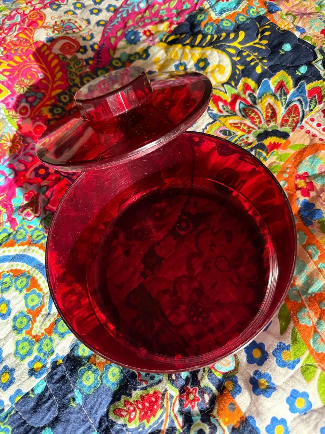 Vintage Tupperware Ruby Red Acrylic Covered Candy Dish - Etsy