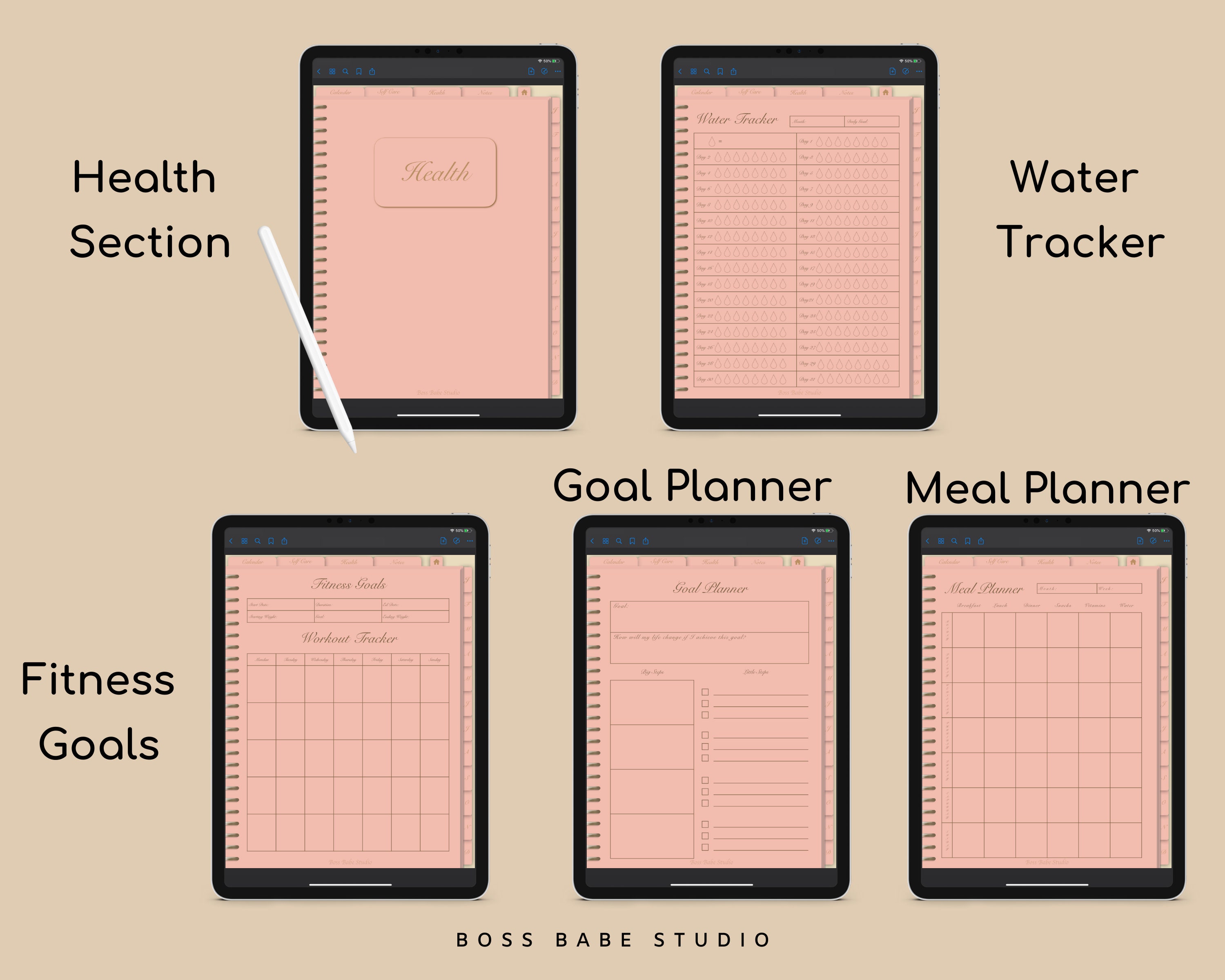 Undated Monthly Digital Pastel Pink Planner Monday Start / | Etsy