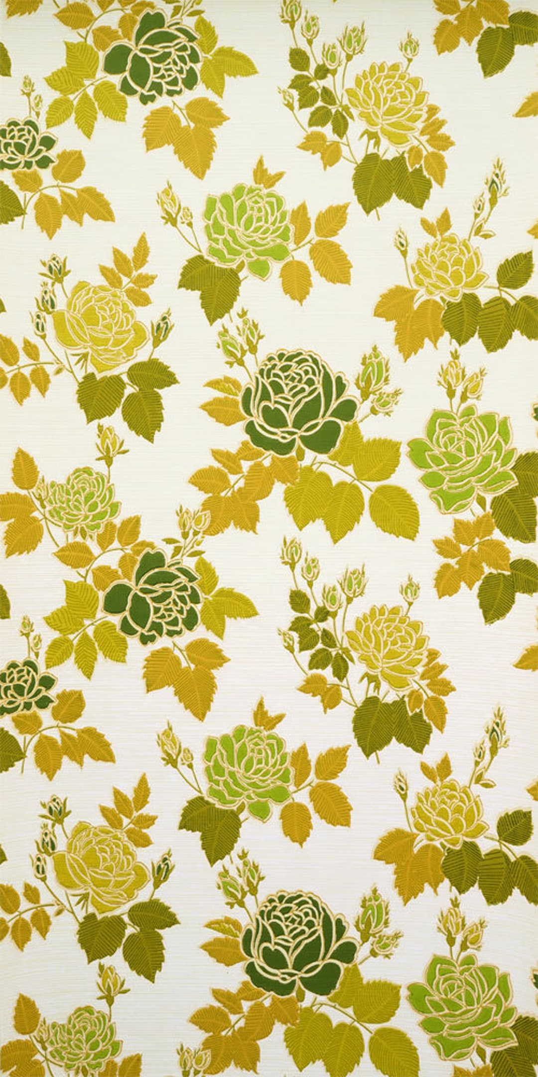 70s Floral Wallpaper 0813 Running Meter O Roll /1960s 1970s Vintage ...