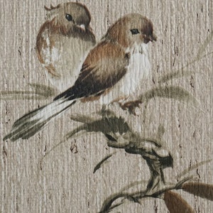 80s Textile Look Wallpaper With Bird #0621BL - Running Meter, Vintage ...