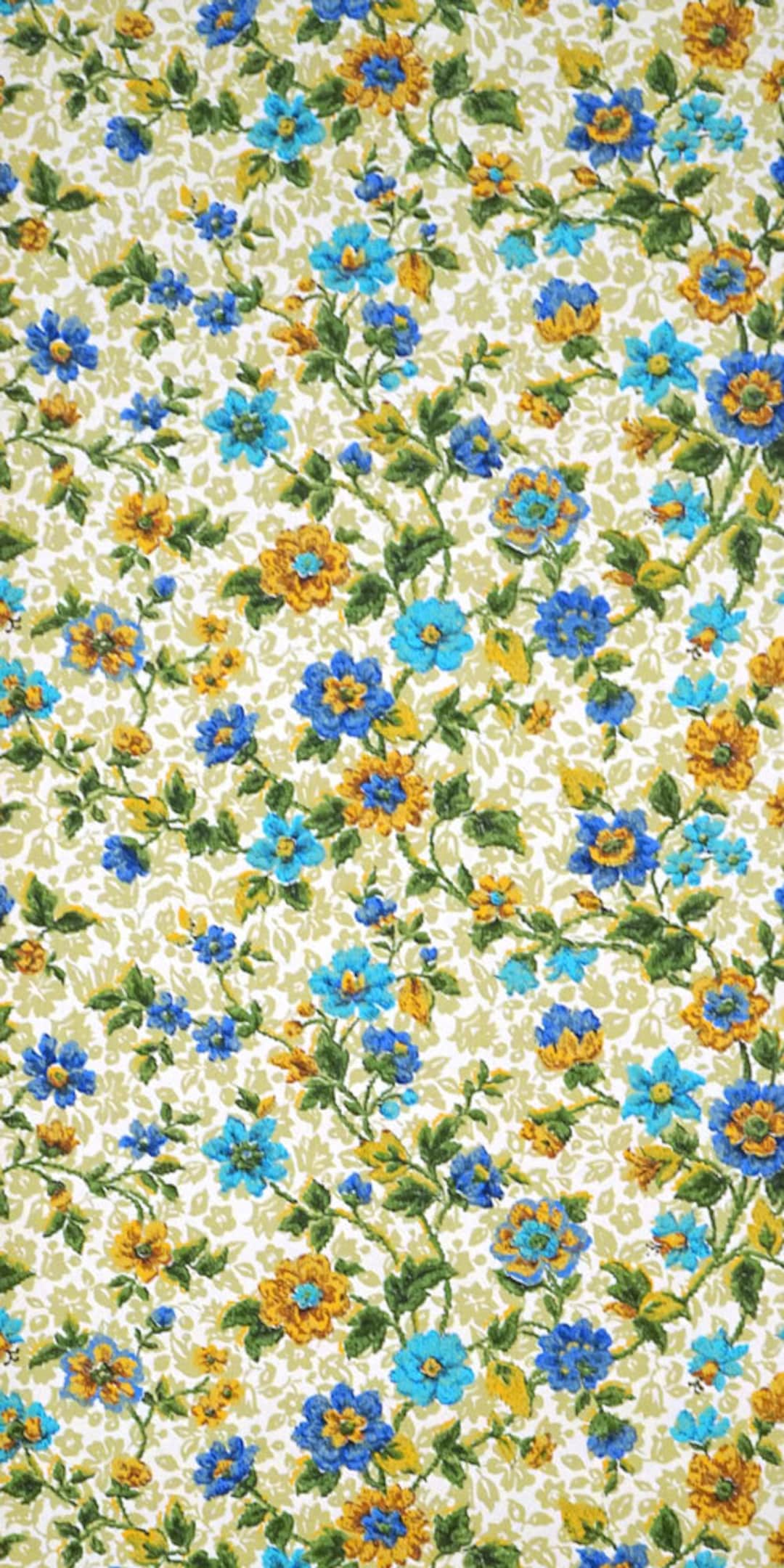 70s Flower Wallpaper #1126 - Running Meter or Roll / Flower Vintage ...
