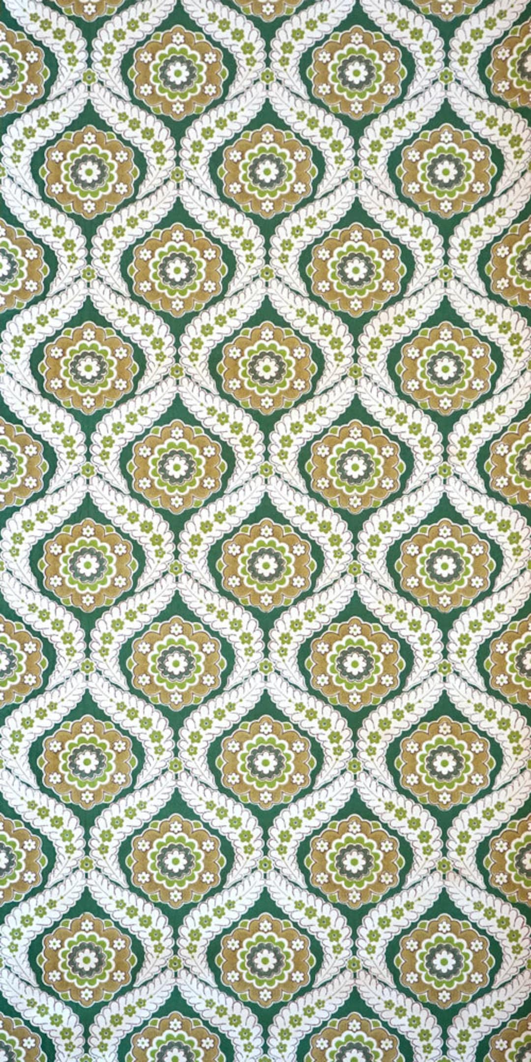 60s 70s Glue Print Wallpaper #0911A - Running Meter or Roll / Vintage ...