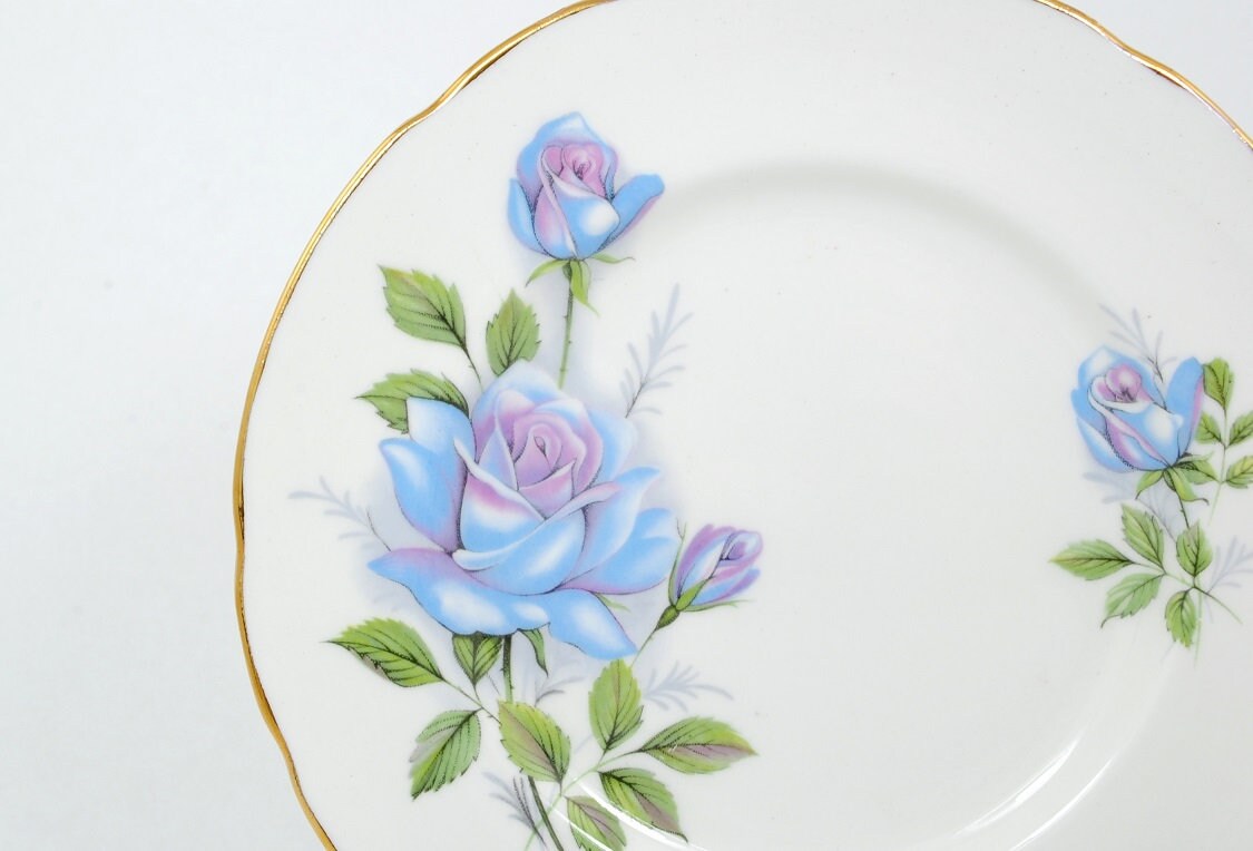 Vintage Paragon Blue Moon Salad Plate Blue Roses China Fine Bone China ...