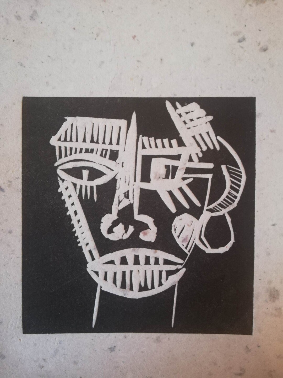 African Mask, Handprinted Linocut, Original Print, Handmade Paper ...