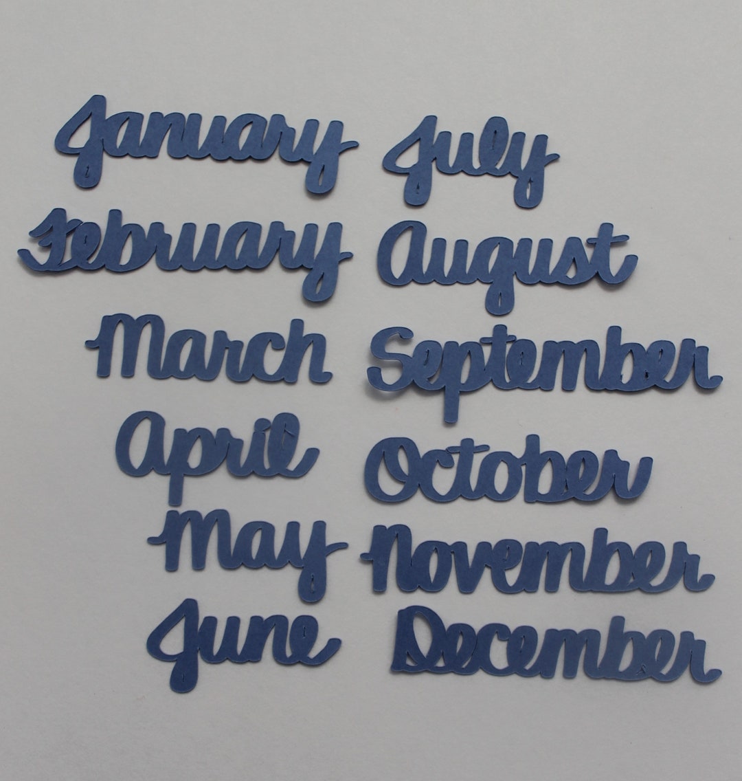 Months of the Year 100-piece Handwritten Word Card Stock Confetti ...