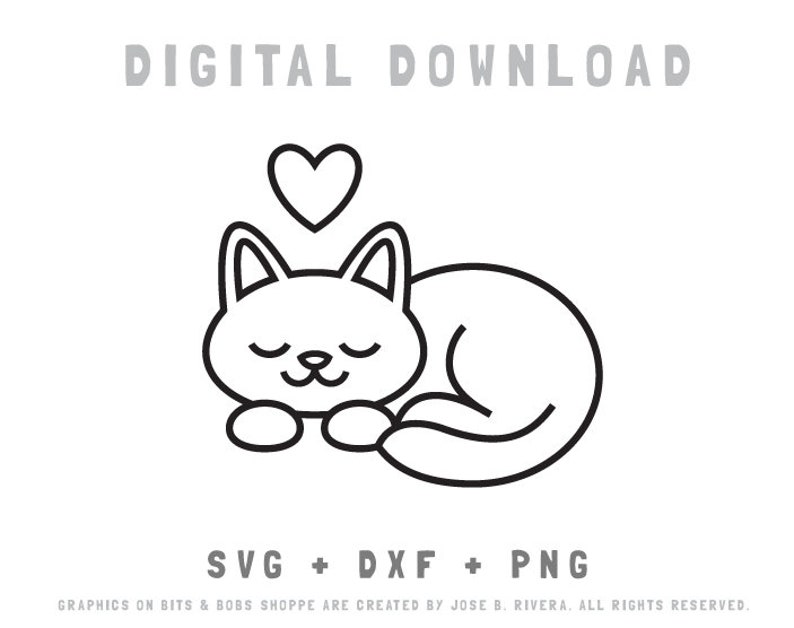 Sleeping Cat Svg, Sleeping Kitty Svg, Cat Outline Svg, Cat Dxf, Cat ...