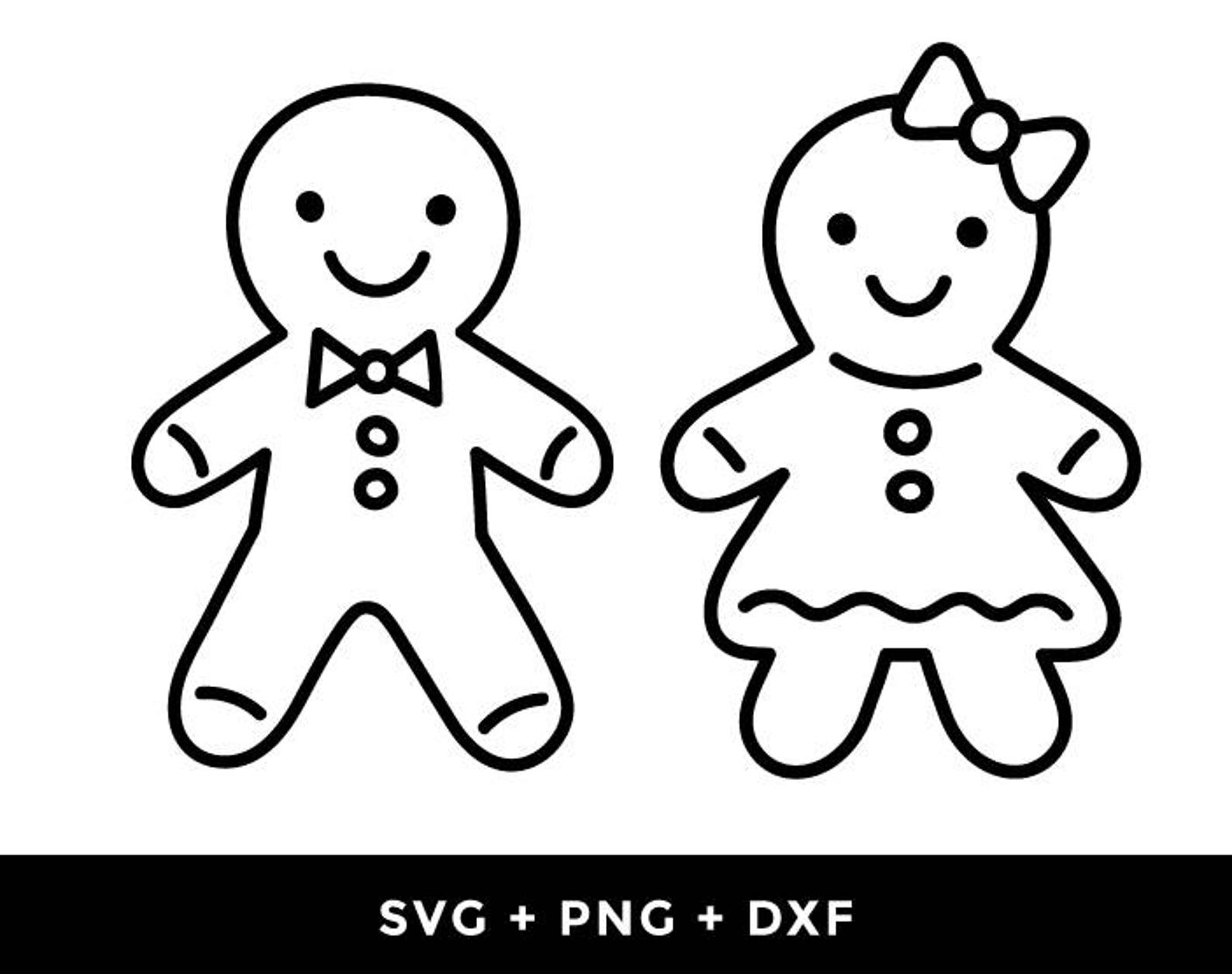 Gingerbread Line Art Gingerbread Svg Png Dxf Gingerbread Man - Etsy