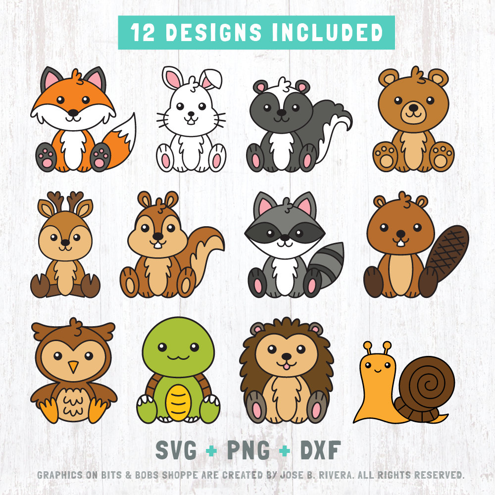 Cute Woodland Animals Svg Bundle, Animals Clipart, Fox Bear Rabbit ...