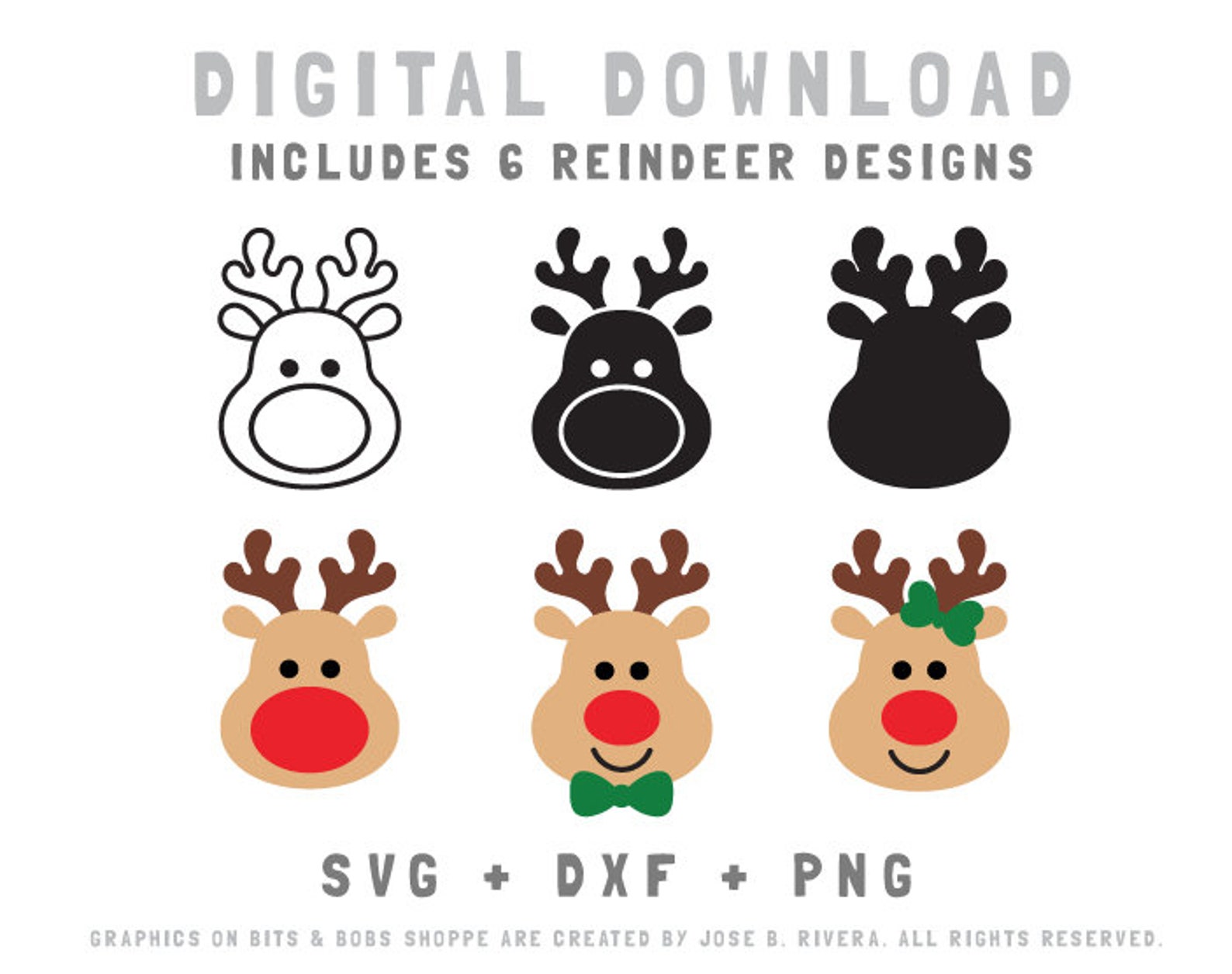 Reindeer Svg Bundle Reindeer Face Svg Cute (Instant Download) - Etsy
