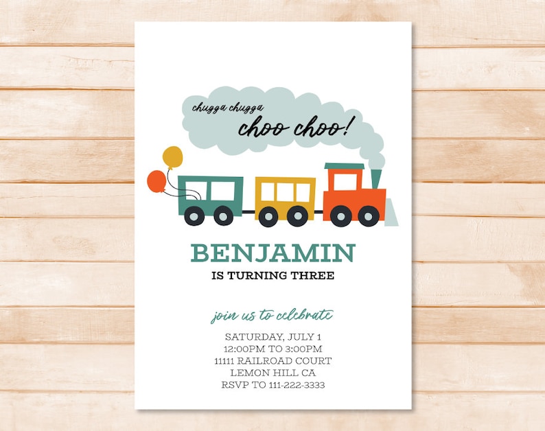 Editable Train Invitation Digital Birthday Invite Modern - Etsy