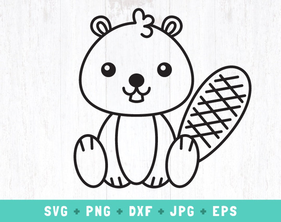 Cute Beaver Outline Svg, Beaver Outline Svg, Baby Beaver Png, Sitting ...