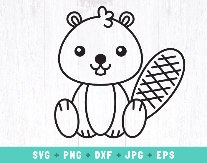 Cute Beaver Outline Svg, Beaver Outline Svg, Baby Beaver Png, Sitting ...