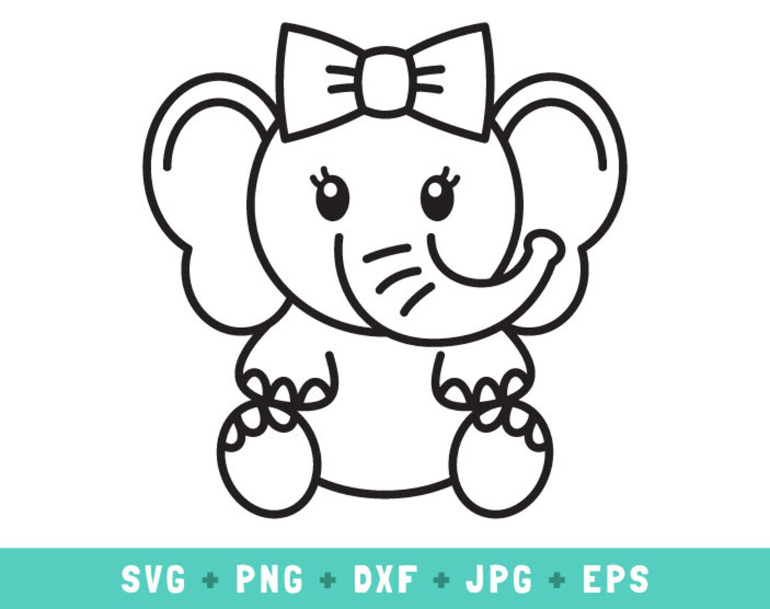 Cute Baby Elephant Girl SVG Cricut Cut Files, Elephant PNG for Shirts ...
