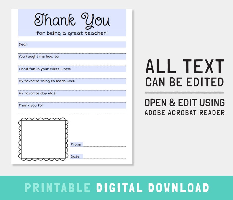 Teacher Appreciation Week Printable, Editable Teacher Appreciation Week ...