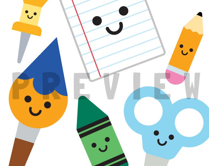 Happy School Supplies Png Back to School Clipart School - Etsy