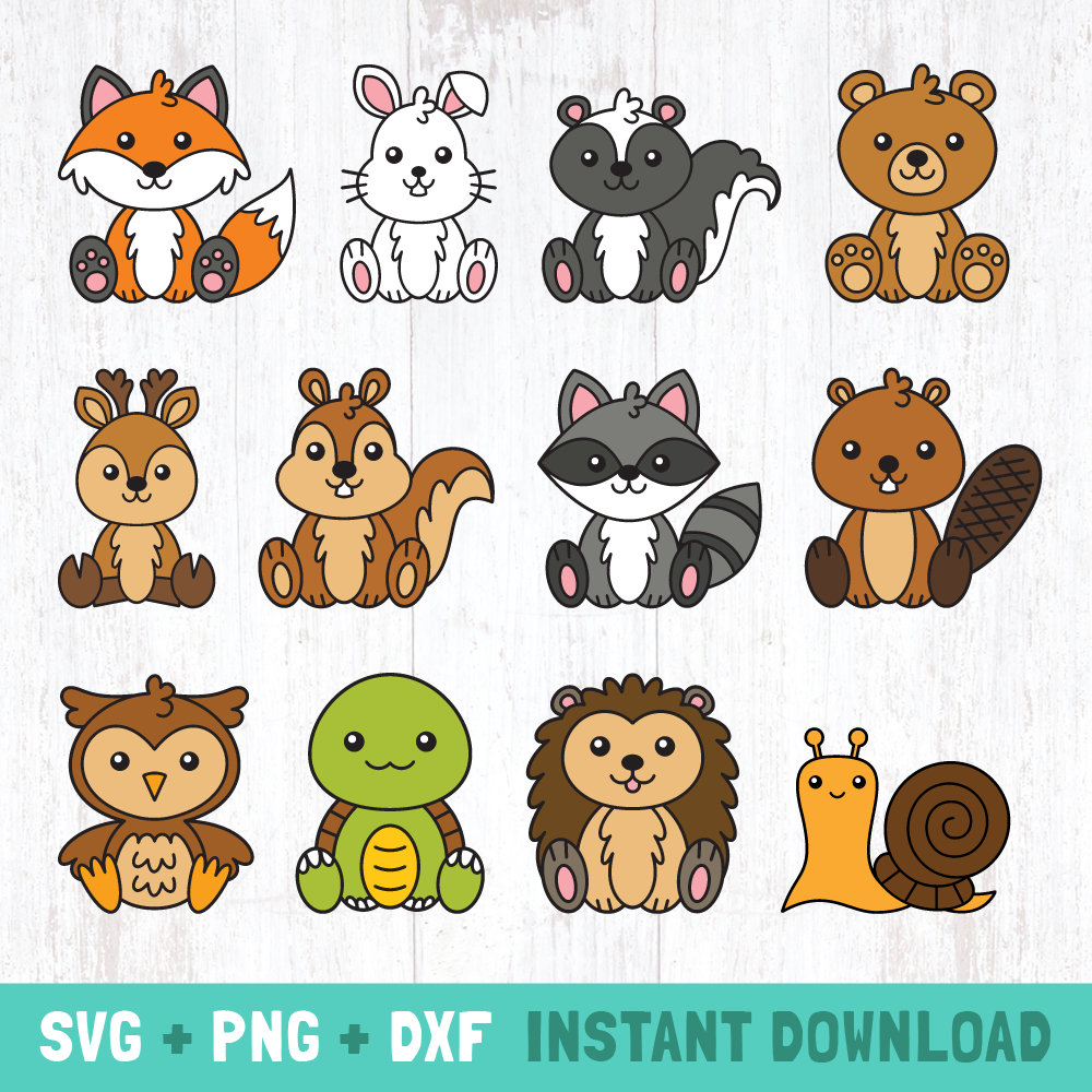 Cute Woodland Animals Svg Bundle, Animals Clipart, Fox Bear Rabbit ...