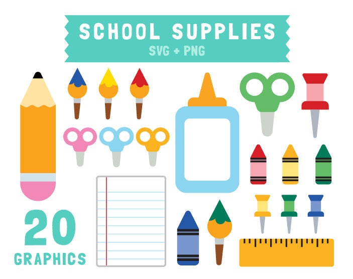 School Bundle / Back to School Clipart / School Supply Clipart / School ...