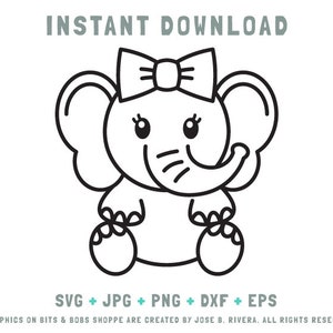Cute Baby Elephant Girl SVG Cricut Cut Files, Elephant PNG for Shirts ...