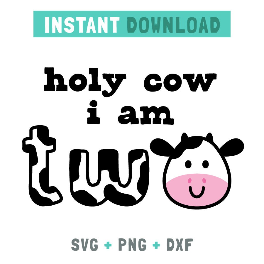 Holy Cow I Am Two, Holy Cow I'm Two Svg, 2nd Birthday Svg, Holy Cow Im ...