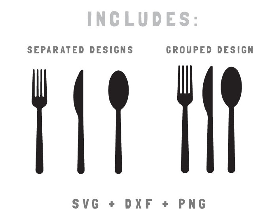 Cutlery Set Fork Knife Spoon Svg Png Dxf, Restaurant Sign Svg, Fork Svg ...