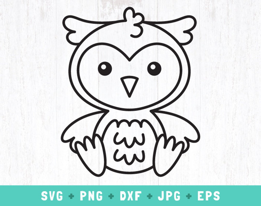 Cute Owl Outline Svg, Owl Outline Svg, Baby Owl Png, Sitting Owl Cut ...