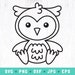 Cute Owl Outline Svg, Owl Outline Svg, Baby Owl Png, Sitting Owl Cut ...