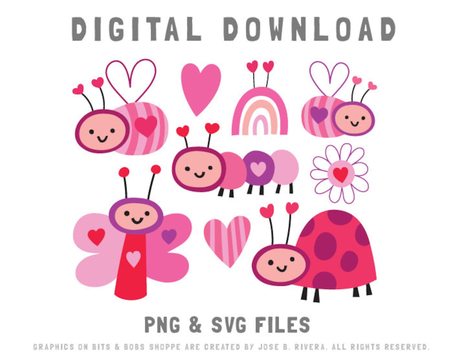 Bug Svg, Love Bugs Svg, Cute Bugs Svg, Valentines Clipart, Bug Clipart ...