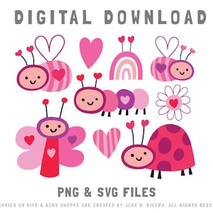 Bug Svg, Love Bugs Svg, Cute Bugs Svg, Valentines Clipart, Bug Clipart ...