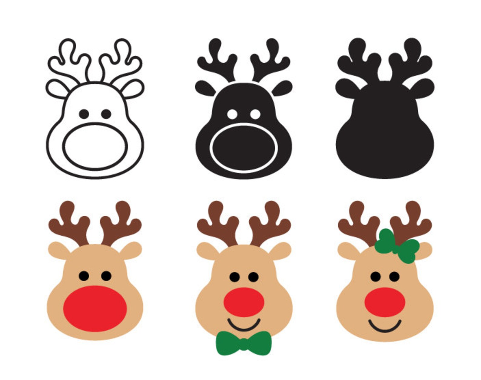 Reindeer Svg Bundle, Reindeer Face Svg, Cute Reindeer Red Nose ...