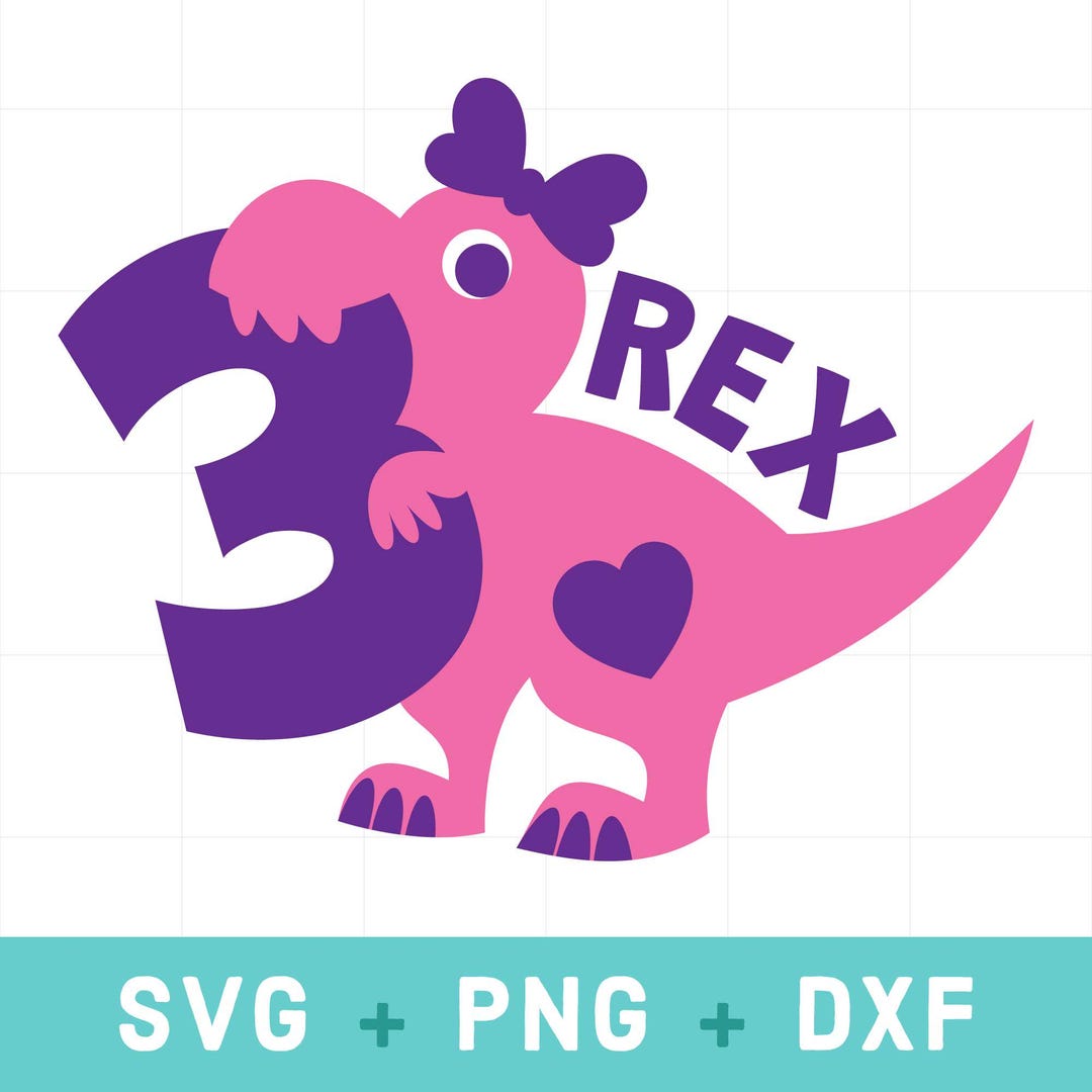 3 Rex Svg, Girl Dinosaur Svg for Girl 3rd Birthday, Three Year Old Girl ...