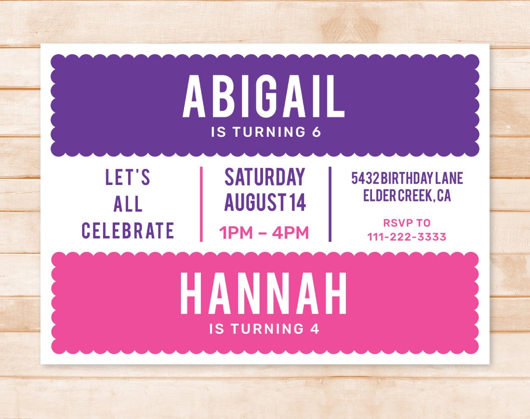 Editable Joint Birthday Party Invitation, Modern Double Birthday Party ...