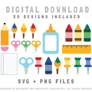 School Bundle / Back to School Clipart / School Supply Clipart / School ...