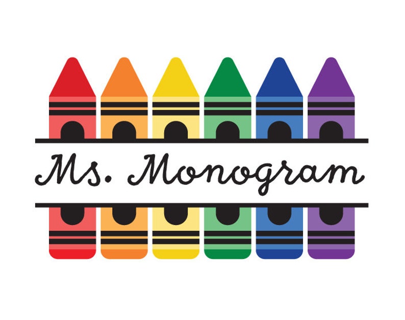 Teacher Monogram Svg, Crayon Monogram Svg, Crayon Split Monogram Svg ...