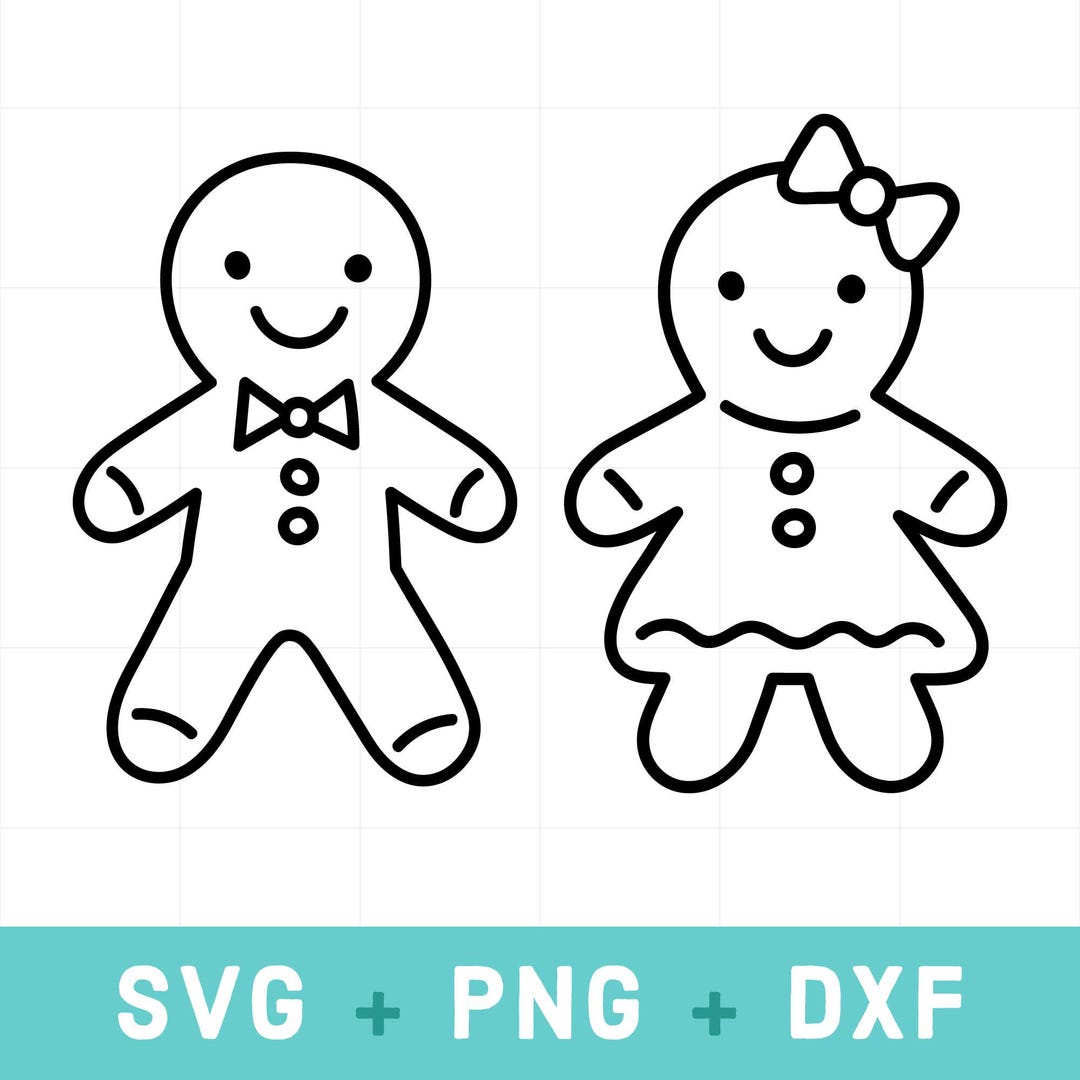 Gingerbread Line Art, Gingerbread Svg Png Dxf, Gingerbread Man Svg ...