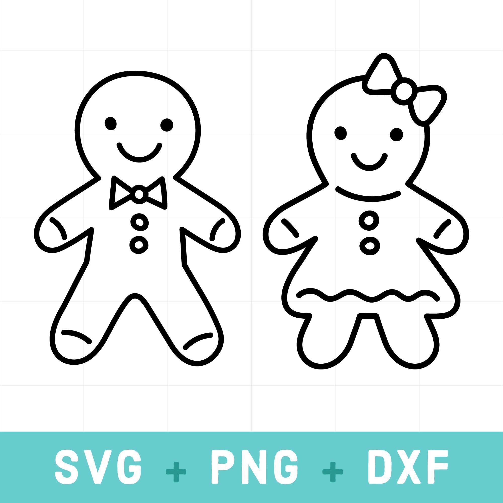 Gingerbread Line Art, Gingerbread Svg Png Dxf, Gingerbread Man Svg ...