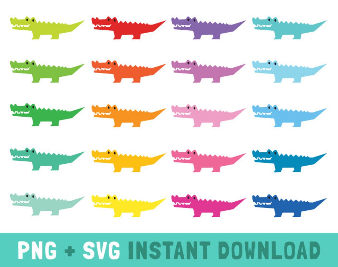 Alligator Svg, Alligator Clipart, Crocodile Clipart, Colorful Svg, Cute ...