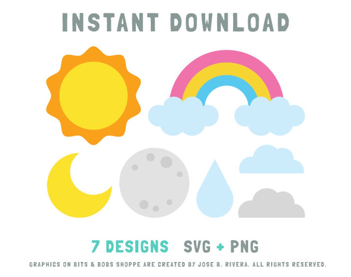Weather Clipart, Cute Weather Clipart, Weather Icons Svg, Weather Svg ...