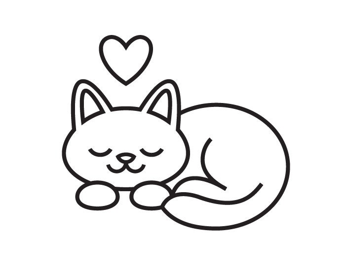 Sleeping Cat Svg, Sleeping Kitty Svg, Cat Outline Svg, Cat Dxf, Cat ...