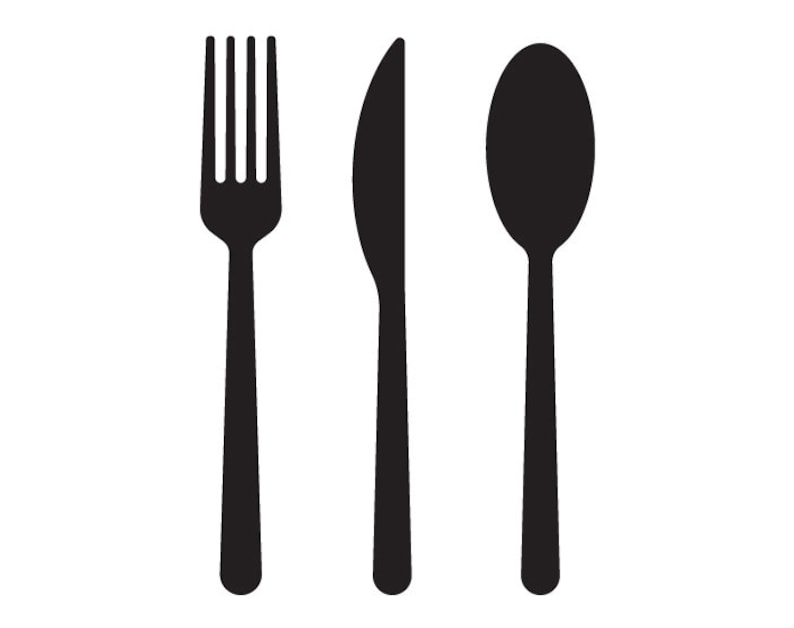 Set di posate forchetta coltello cucchiaio svg png dxf, ristorante ...