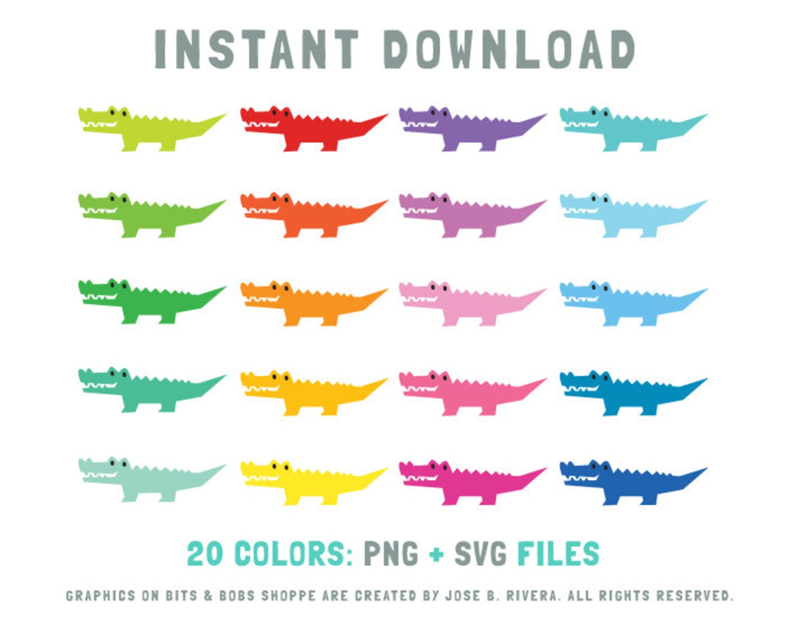 Alligator Svg, Alligator Clipart, Crocodile Clipart, Colorful Svg, Cute ...