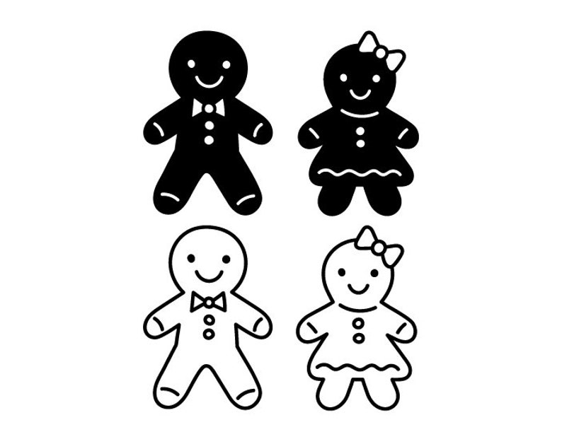 Gingerbread Man Svg Bundle, Gingerbread Outline Svg Png Dxf ...