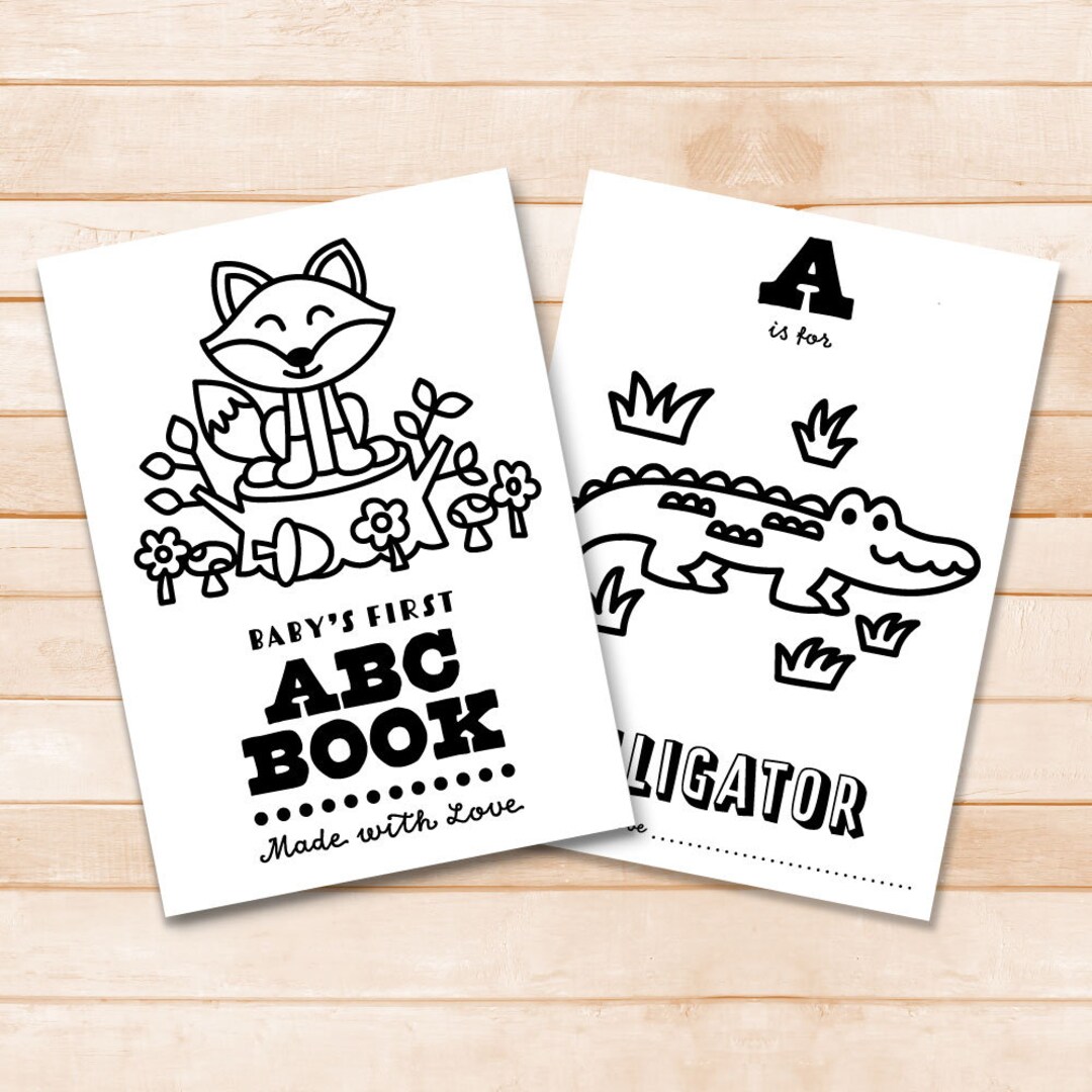 Baby Shower Coloring Book, Coloring Pages for Children, Abc Coloring ...