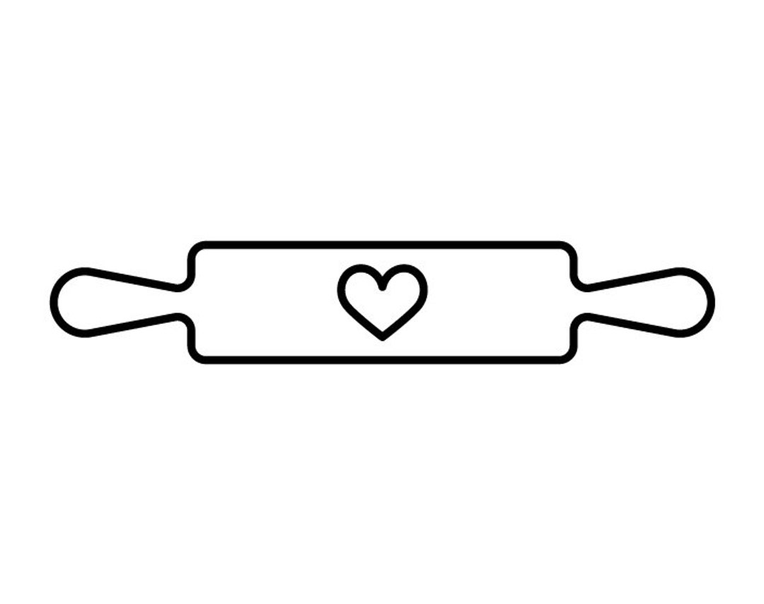 Rolling Pin With Heart, Rolling Pin Outline, Rolling Pin Svg, Rolling ...