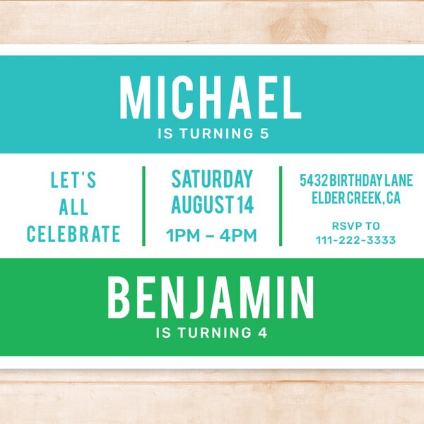 Shared Birthday Party Invitation - Etsy